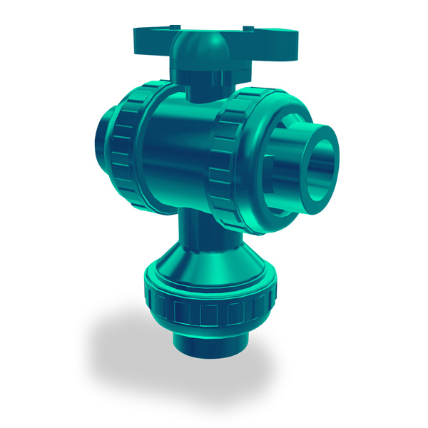 V Asahi T23 3Vías PVDF-EPDM Paso L Socket DN32 - Agruquero